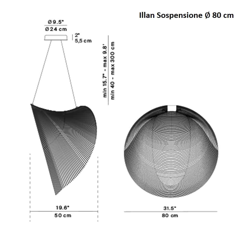 Illan D82S2/D82S2D Sospensione Luceplan ∅ 80 cm | Prisma Light